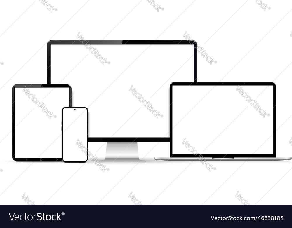 Realistic mockup computer laptop tablet phone Vector Image
