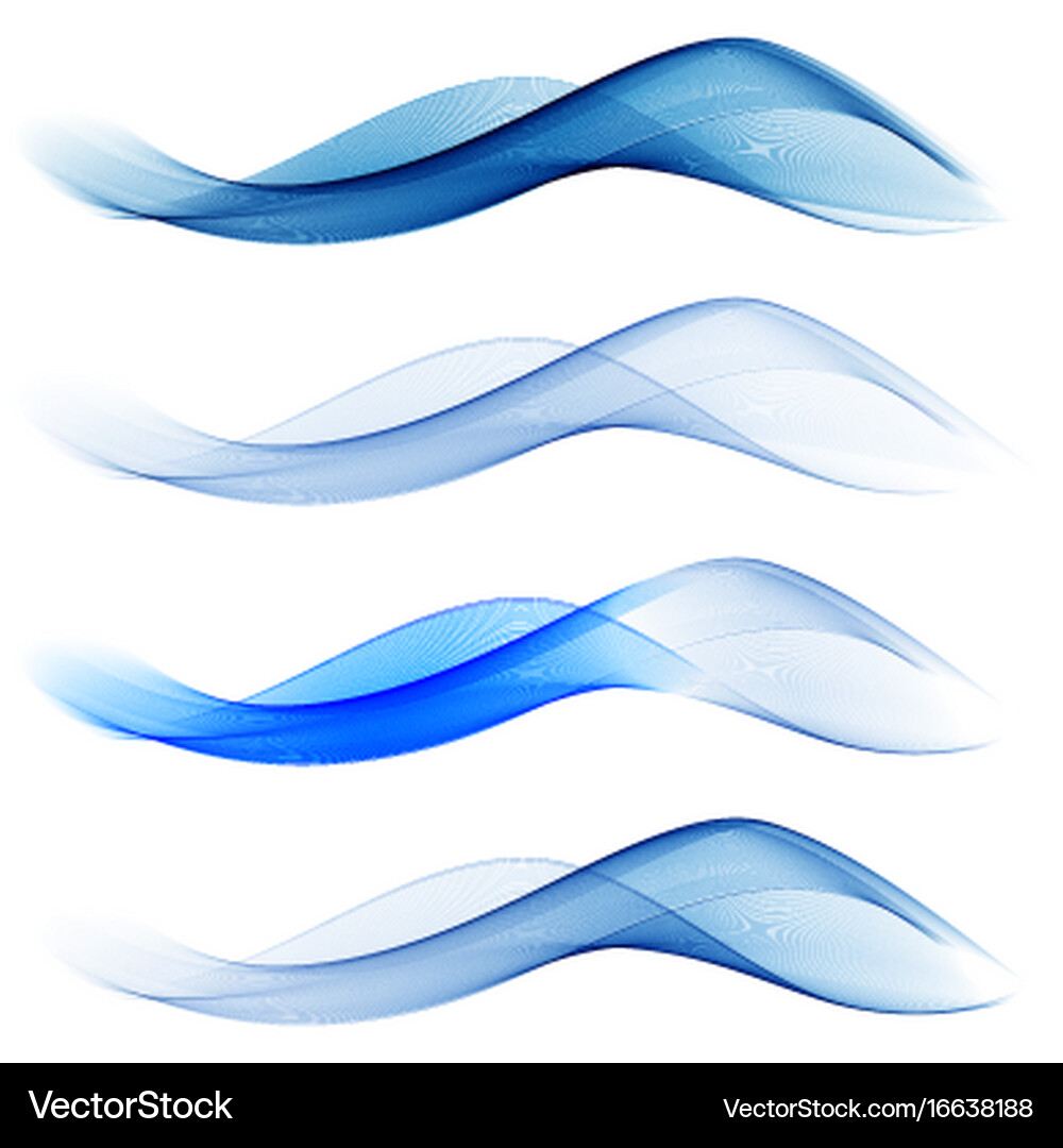 Set of abstract blue waves Royalty Free Vector Image