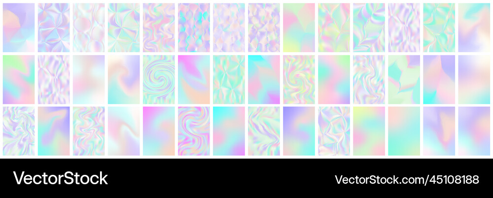 Set of holographic gradient background abstract Vector Image