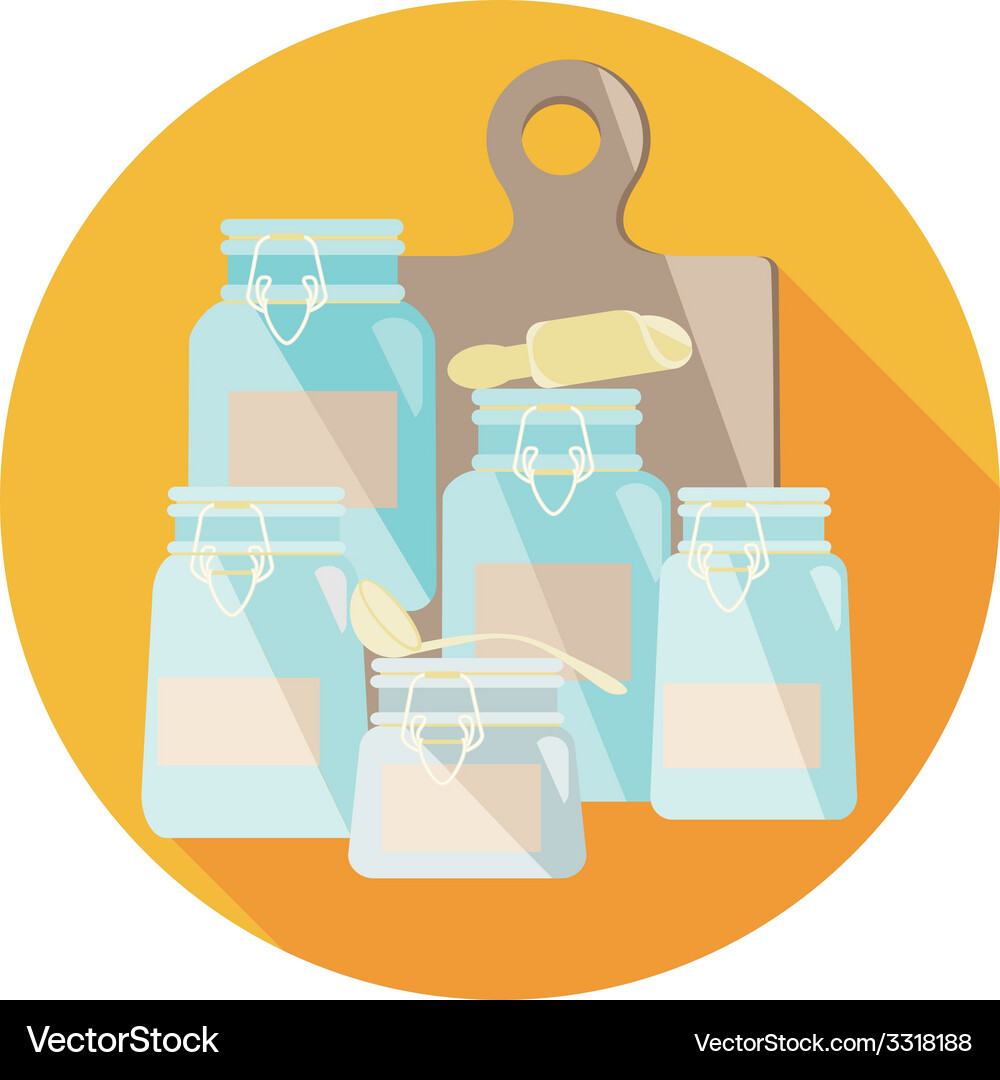 Set of kitchen containers in flat style Royalty Free Vector