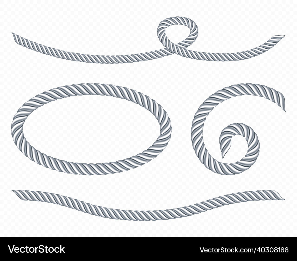 Silver ropes frame of twisted twines Royalty Free Vector