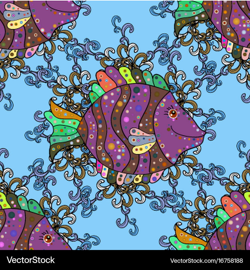 Sketch - fish pattern tropical sea aquarium Vector Image