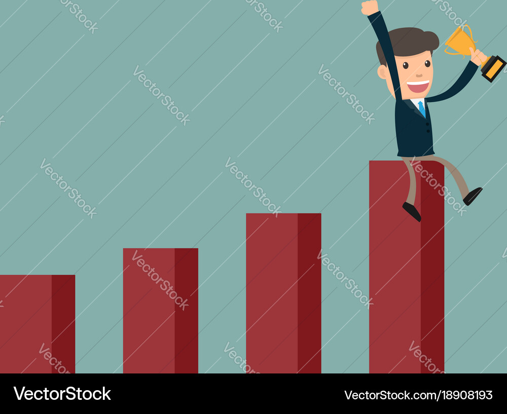 Business man success sitting on growth graph with Vector Image
