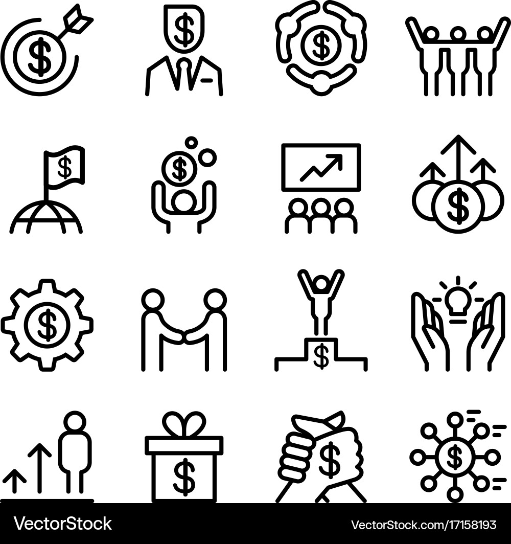 Business success icon set in thin line style Vector Image