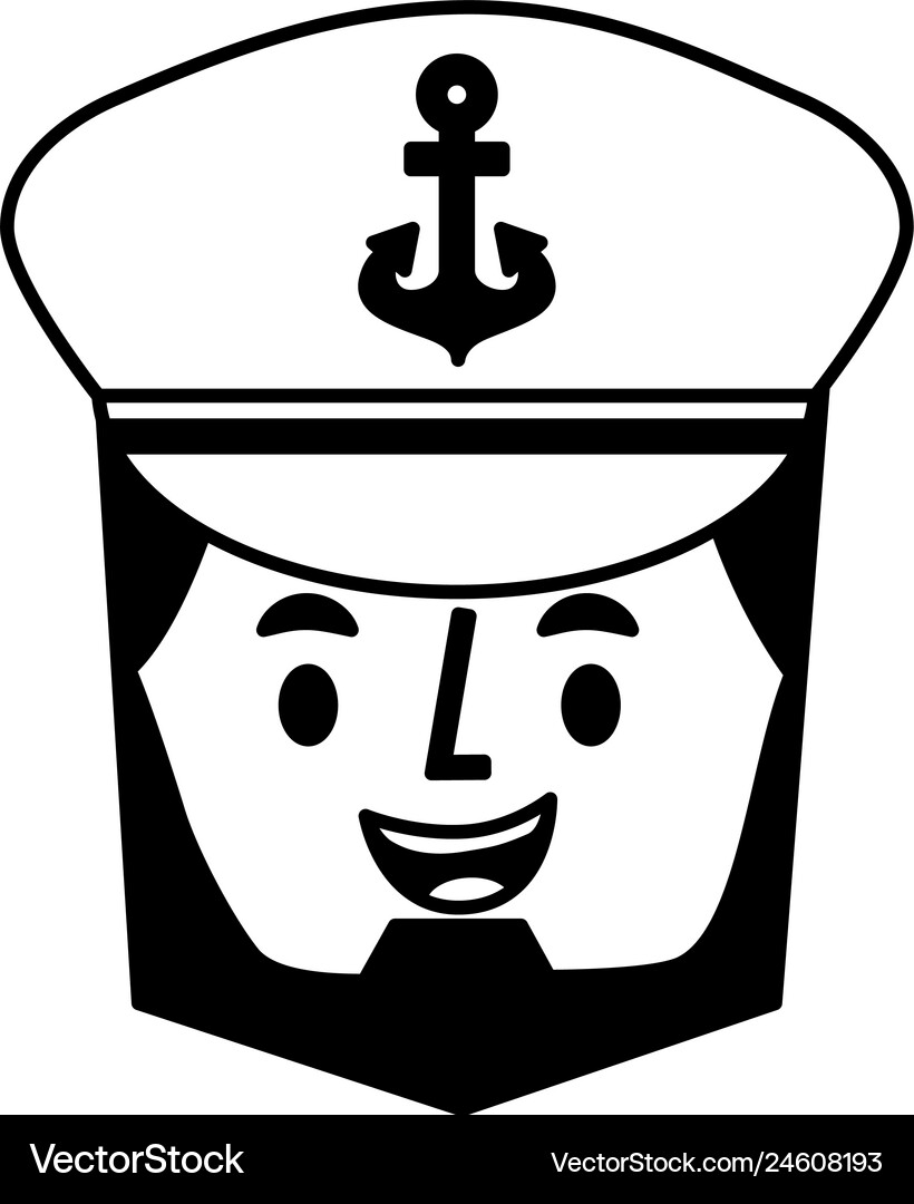 Captain sailor face cartoon portrait Royalty Free Vector