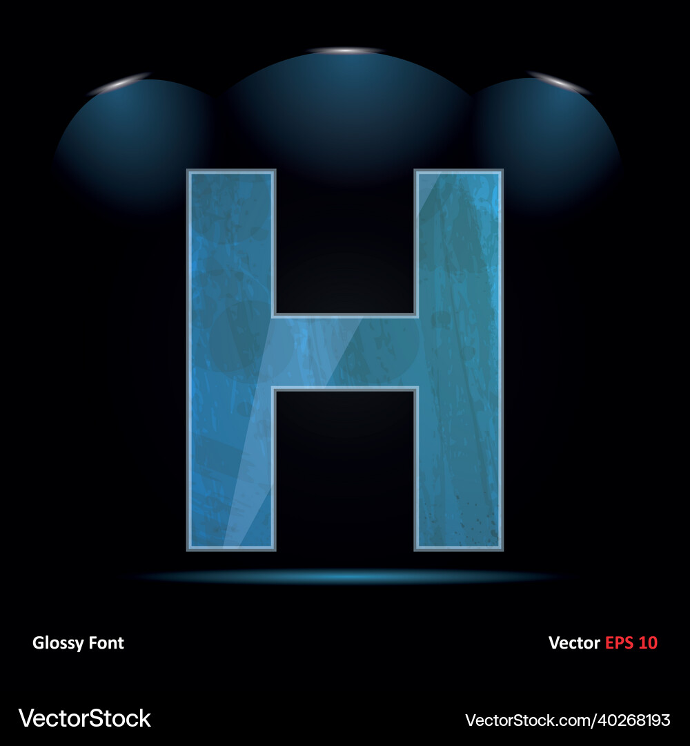 Glossy grunge font letter h dark Royalty Free Vector Image