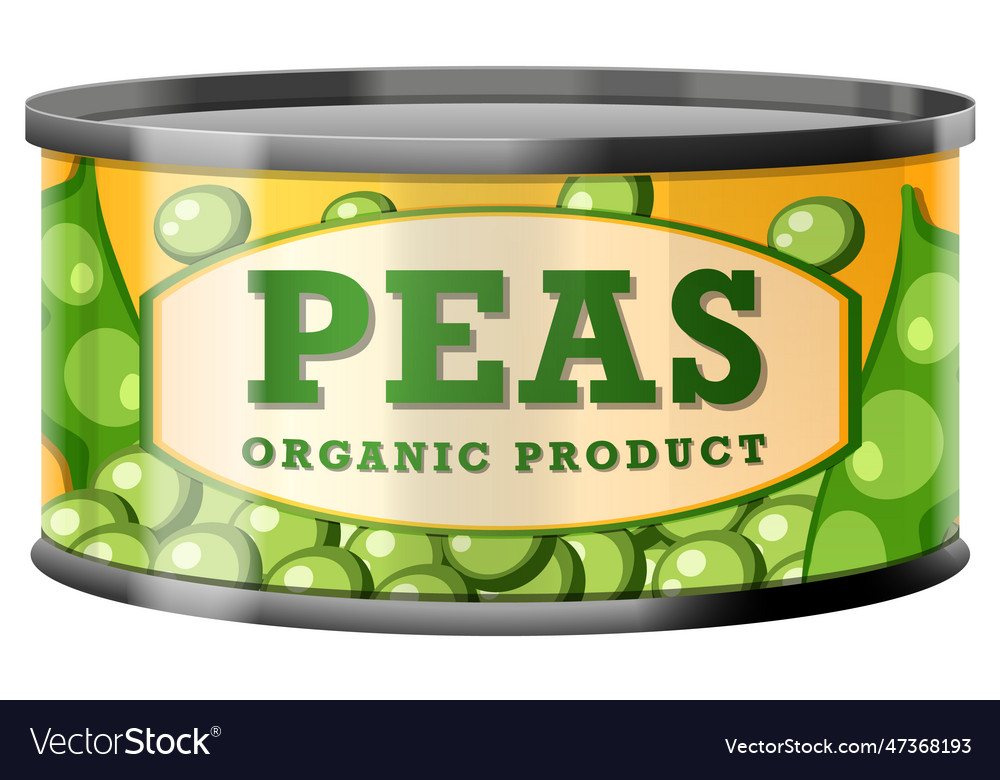 Green peas in food can Royalty Free Vector Image