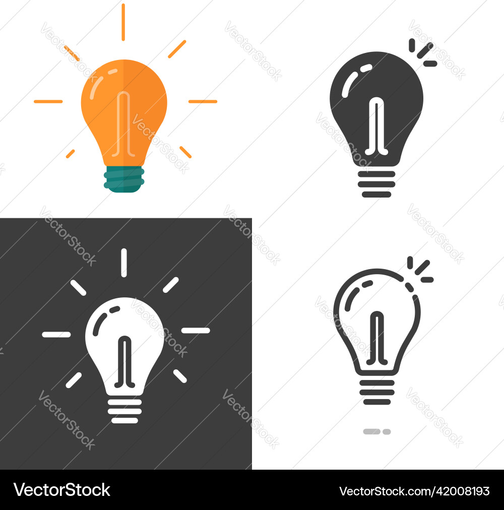 Light bulb icon of flat lightbulb and line Vector Image