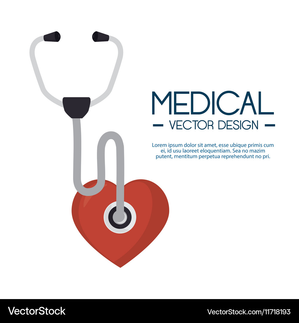 Medical stethoscope heart design label Royalty Free Vector