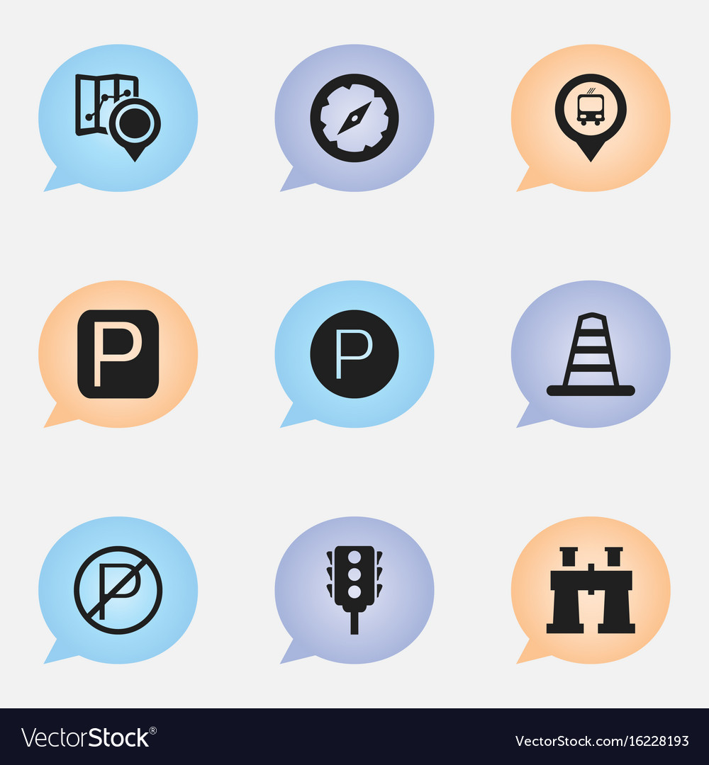 Set of 9 editable navigation icons includes Vector Image