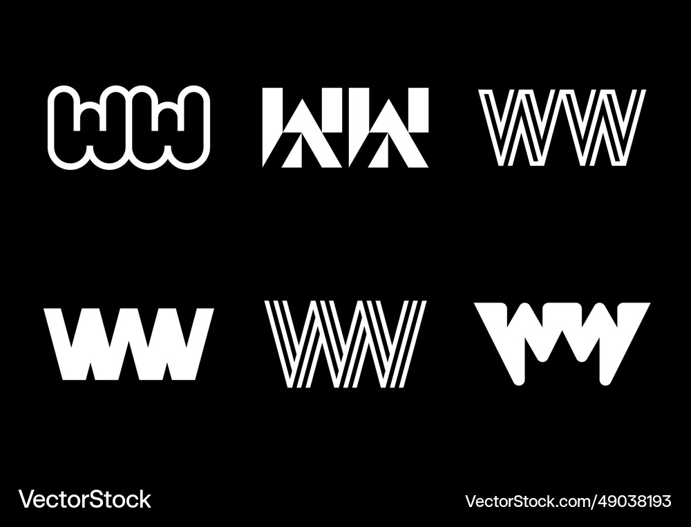 Set of letter ww logos Royalty Free Vector Image