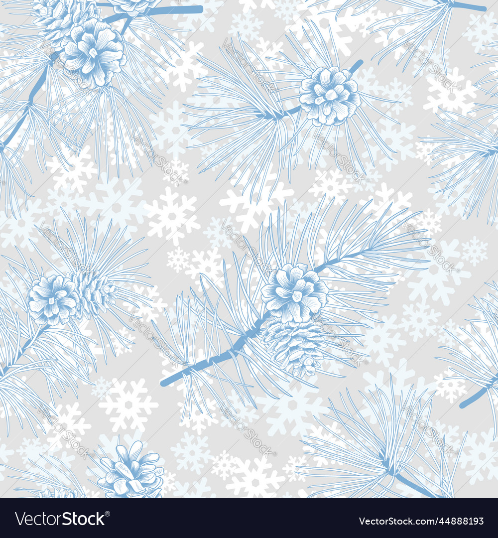 Winter forest seamless pattern with pine branches Vector Image