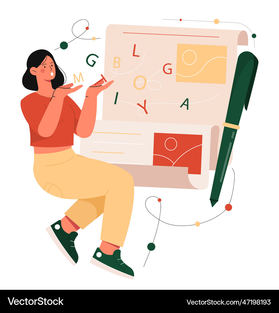 Woman with blog Royalty Free Vector Image - VectorStock