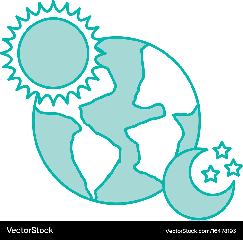 World planet earth with sun and moon Royalty Free Vector