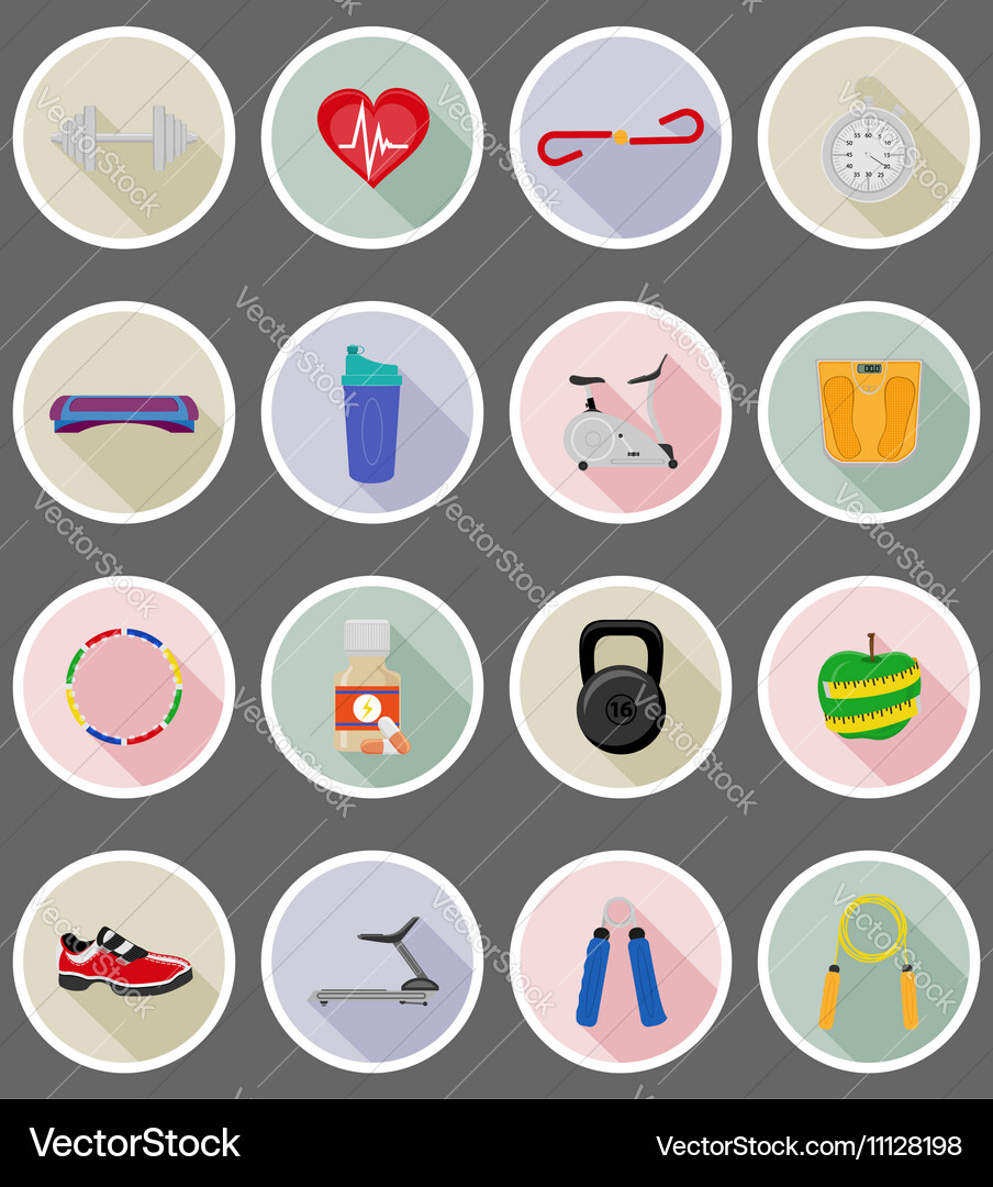 Fitness flat icons 19 Royalty Free Vector Image