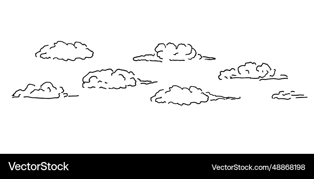Hand drawing set of clouds different shapes Vector Image