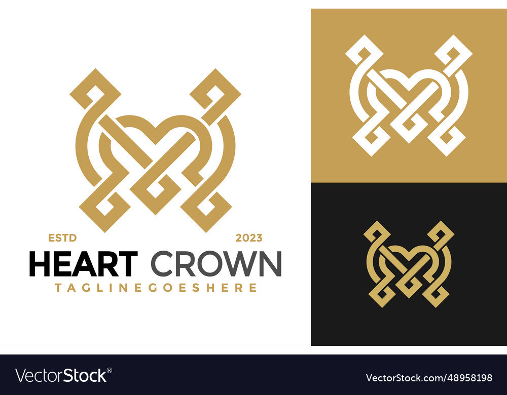 Letter m heart crown logo design symbol icon Vector Image
