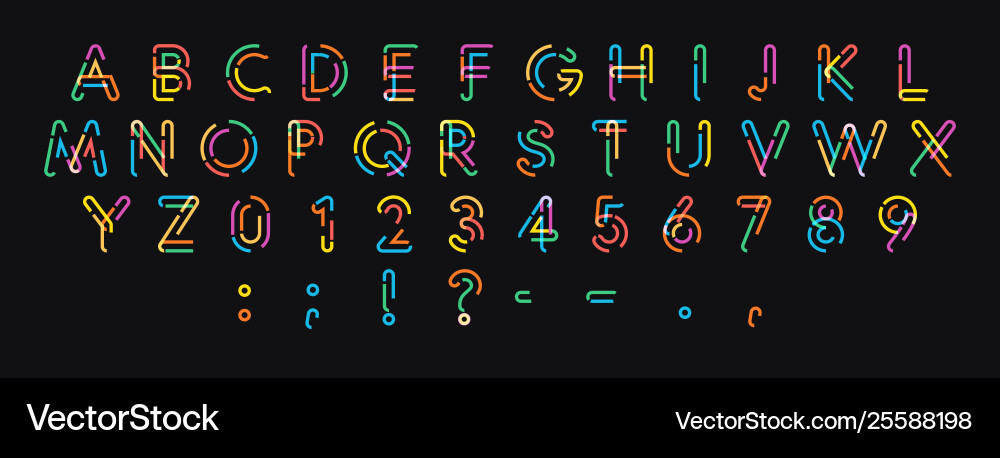 Letters numbers and signs from dotted Royalty Free Vector