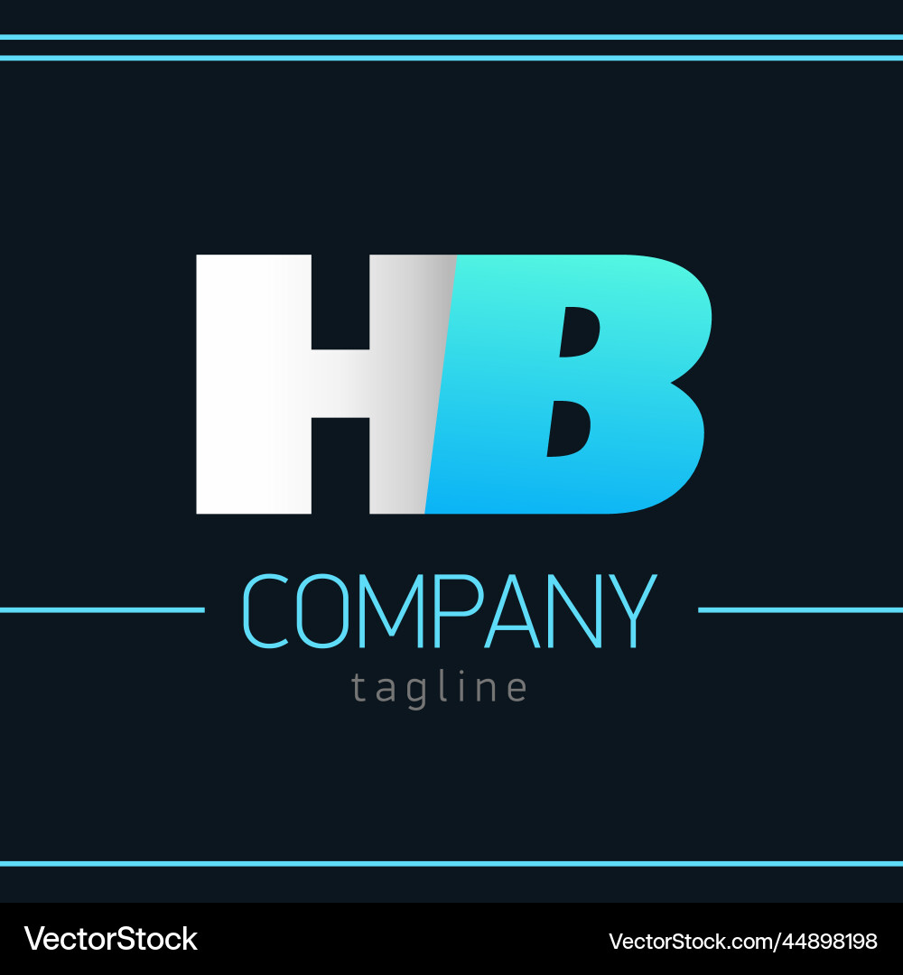 Logo emblem monogram hb white and blue letter Vector Image