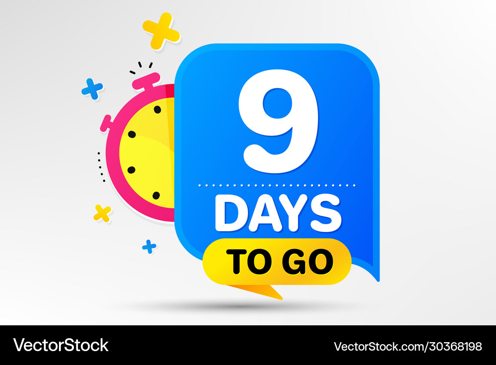 Nine days left icon 9 days to go Royalty Free Vector Image