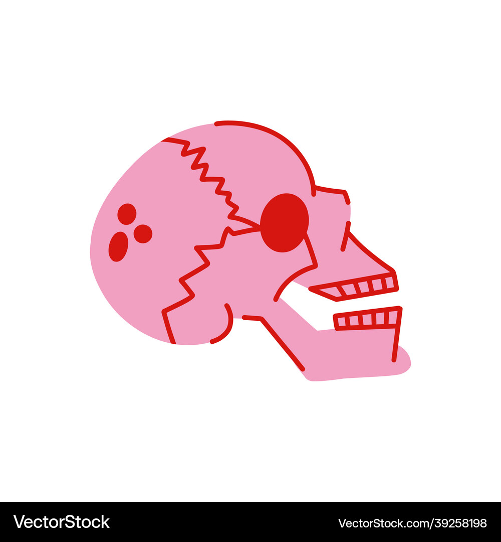 Pink skull in hand drawn style Royalty Free Vector Image