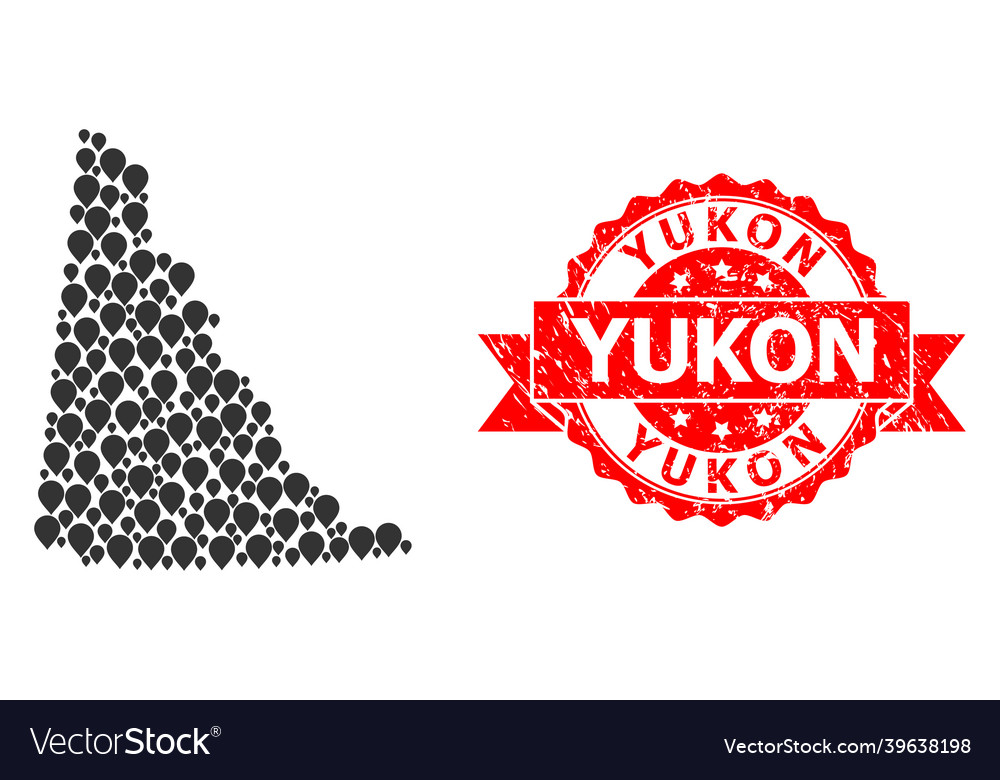 Scratched yukon seal and marker mosaic map Vector Image Scratched yukon seal and marker mosaic map Vector Image