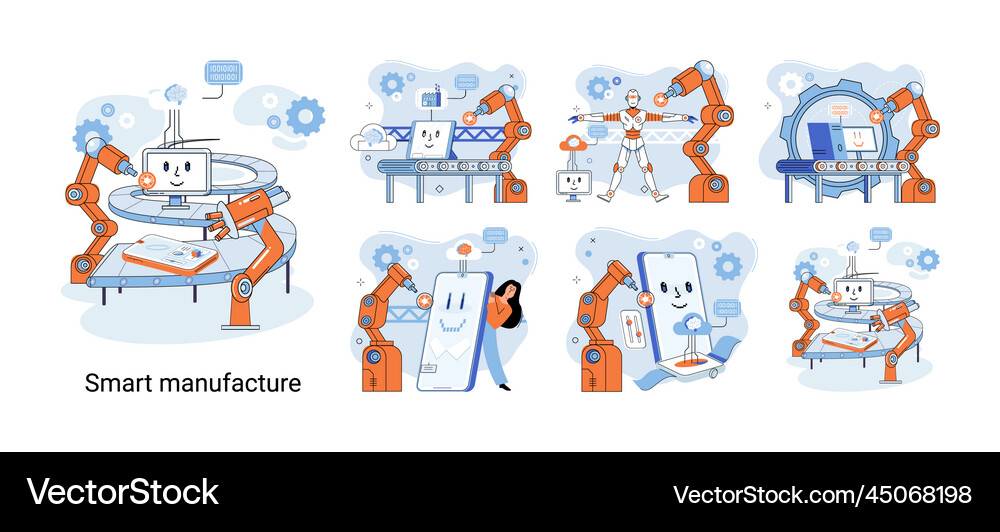 Smart manufacture metaphor with automated Vector Image