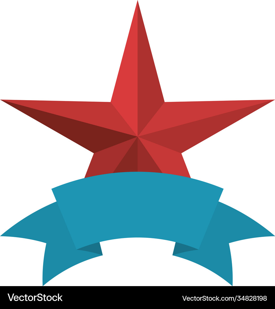 Star with red color and five points with a ribbon Vector Image