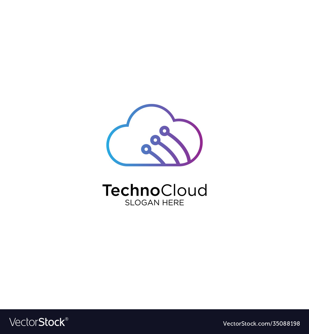 Technology cloud logo design with monoline style Vector Image