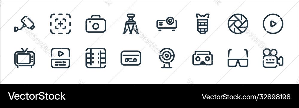Video line icons linear set quality line set Vector Image
