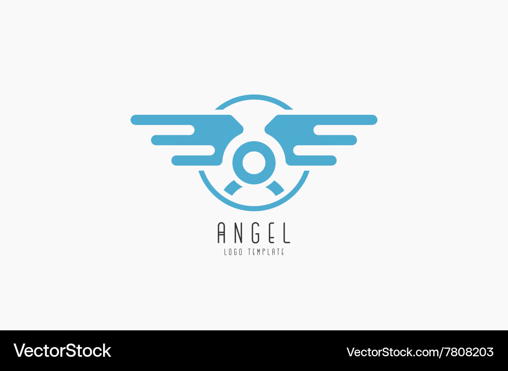 Angel logo minimalistic design wings Royalty Free Vector