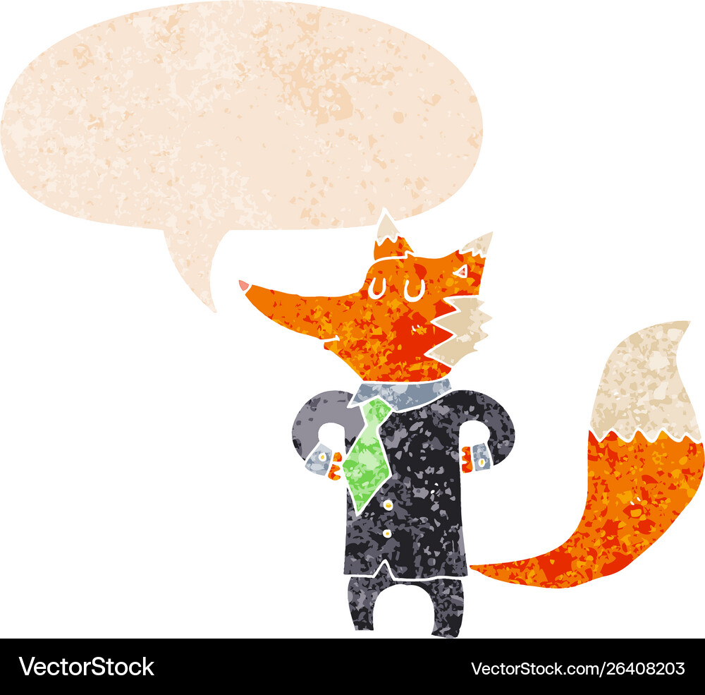 Cartoon fox businessman and speech bubble Vector Image