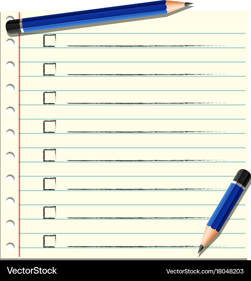 Checklist on line paper Royalty Free Vector Image