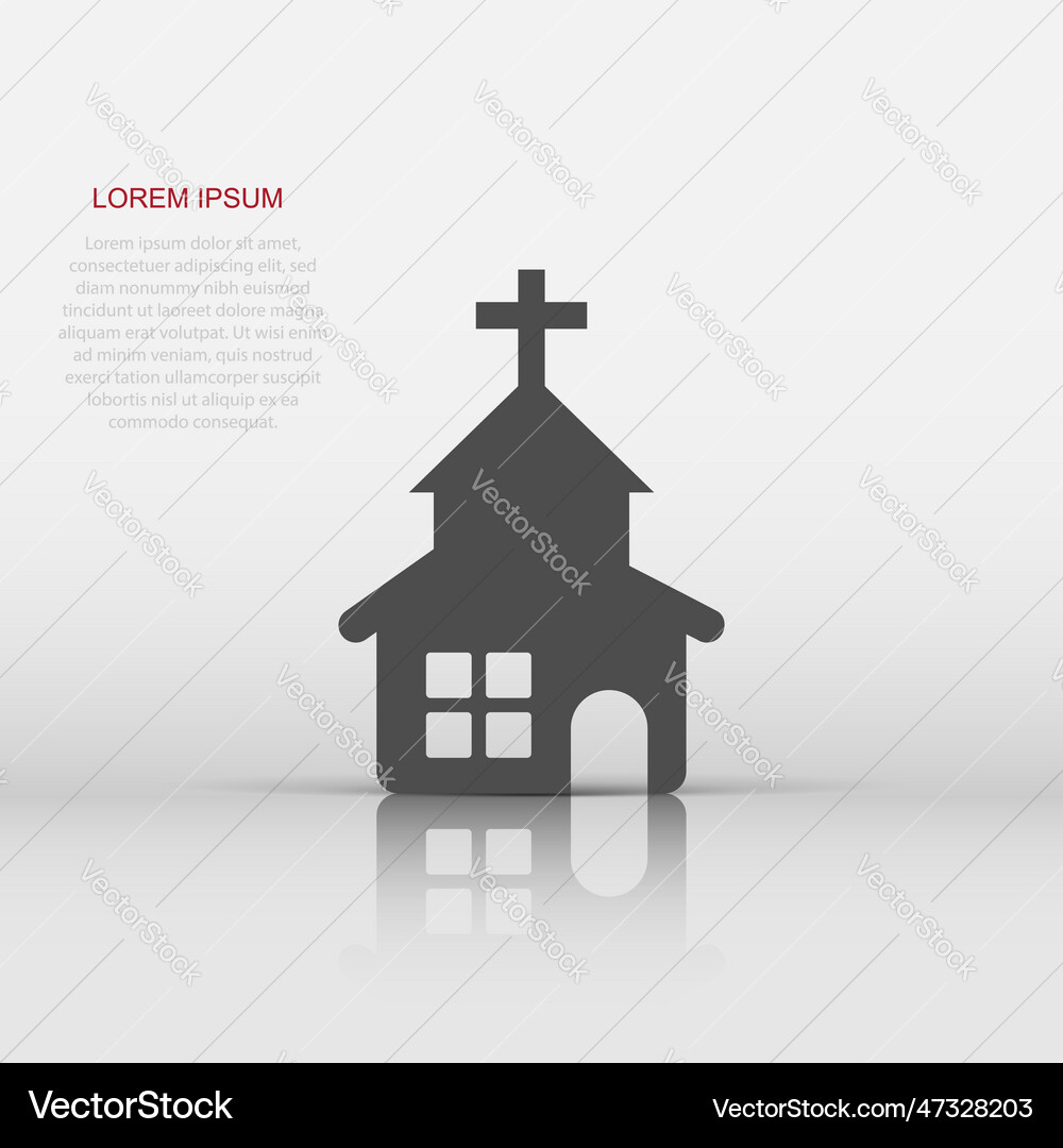 Church icon in flat style chapel on white Vector Image