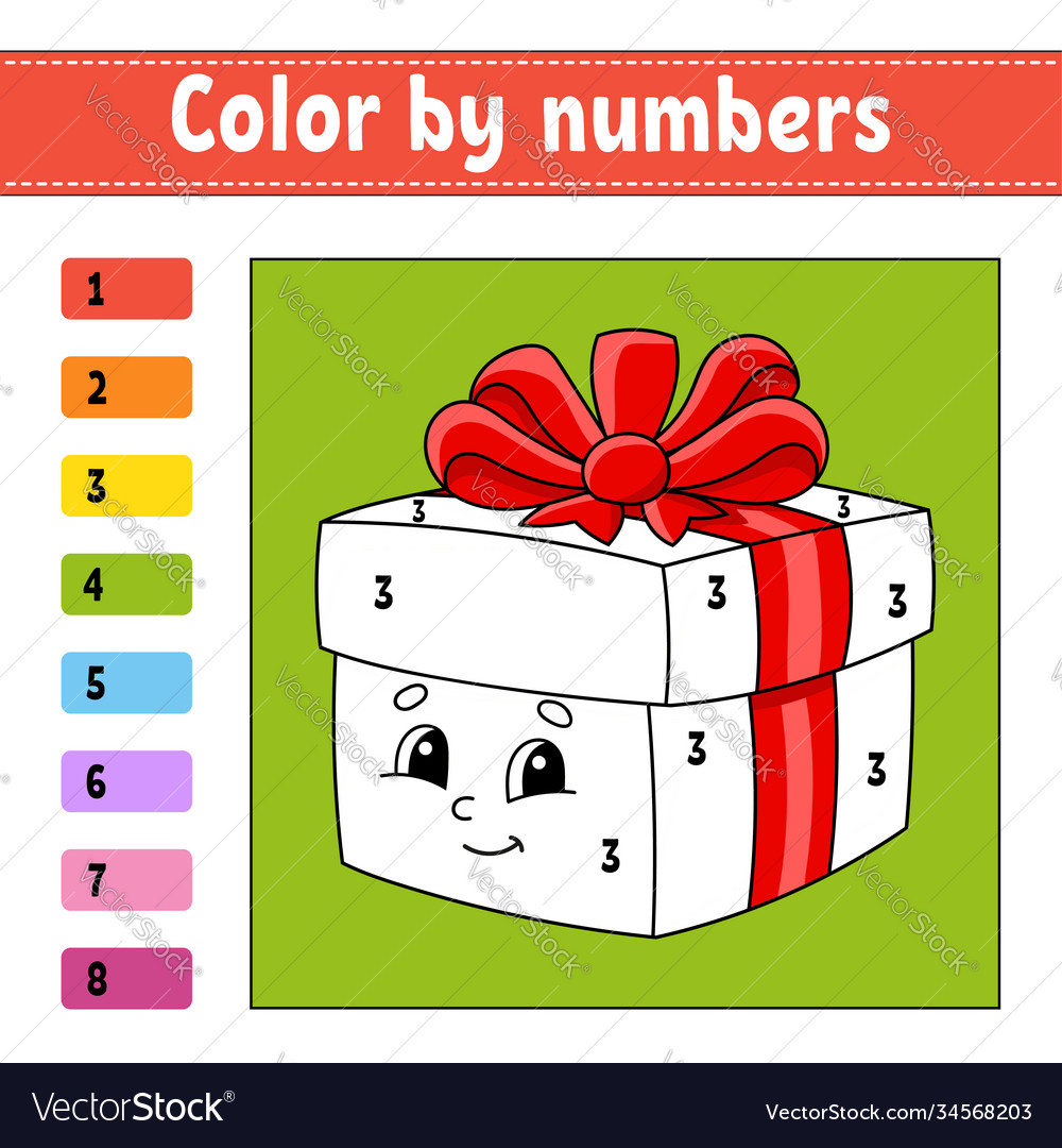 Color numbers christmas theme activity Royalty Free Vector