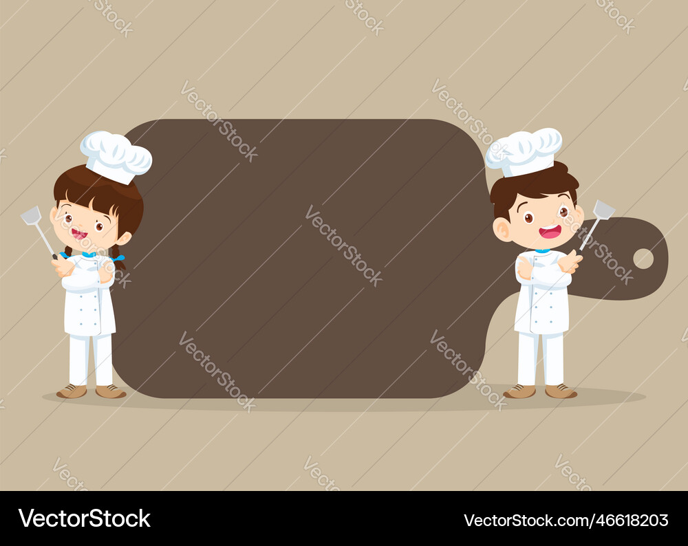 Cute little chef cooking meal menu 54 Royalty Free Vector