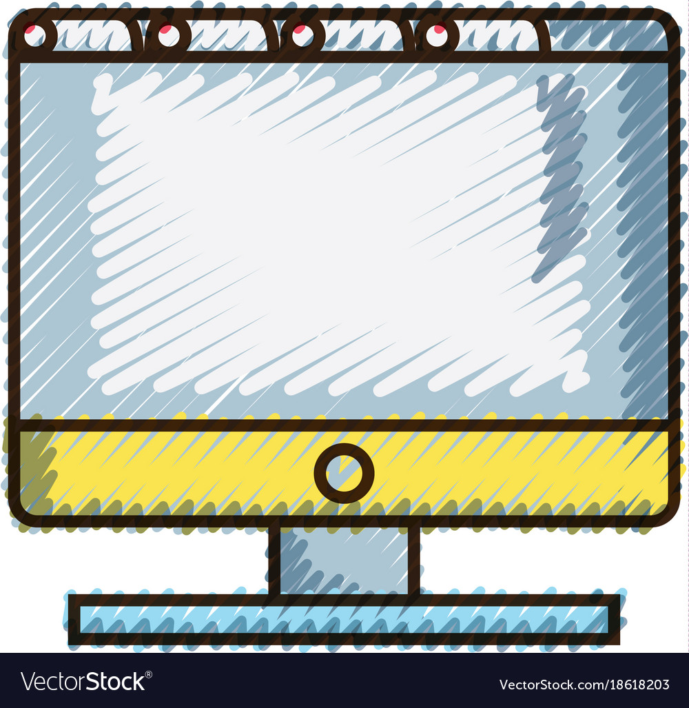 Doodle computer screen technology design Vector Image