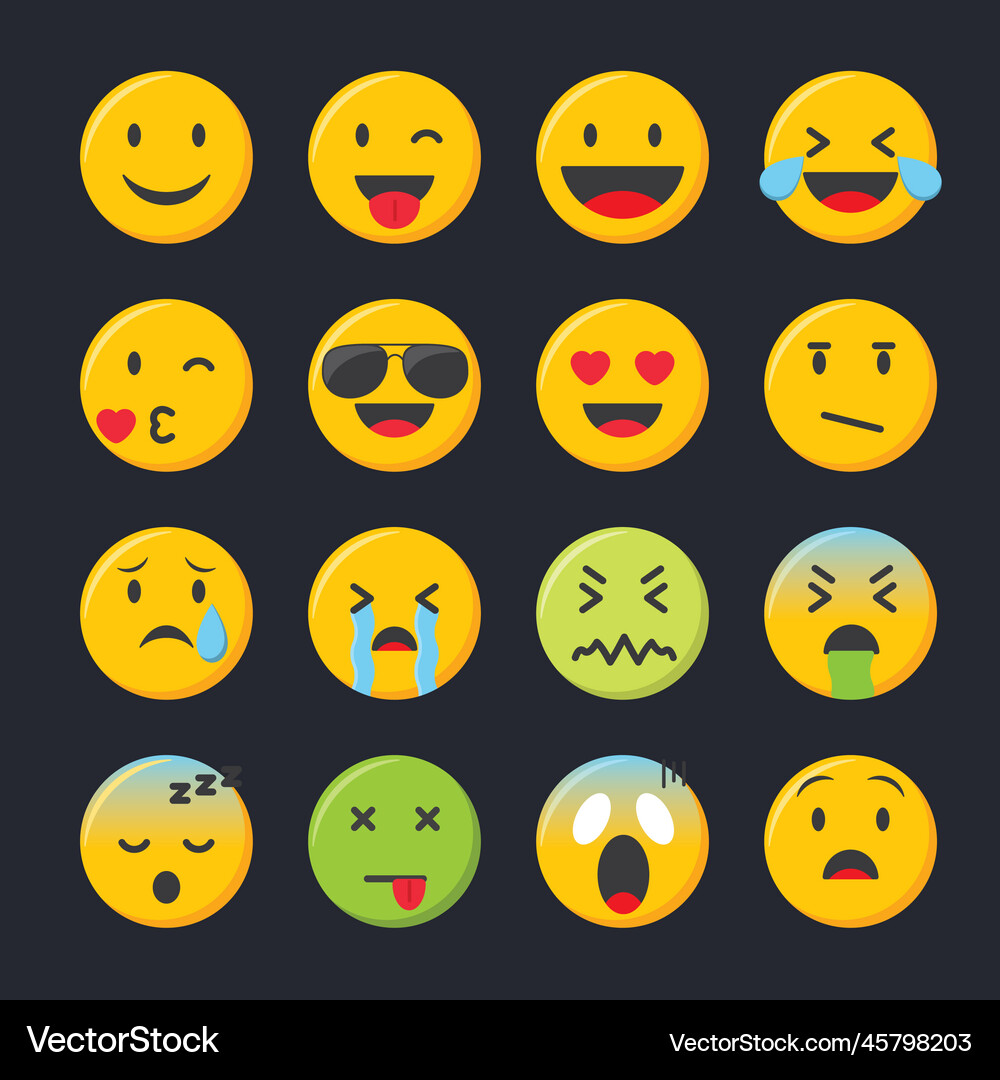 Emoji icons set emoticons collection Royalty Free Vector