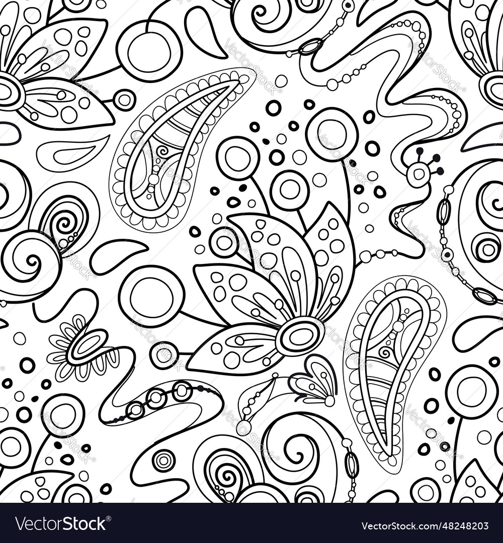 Folkloric Seamless Pattern With Paisley Indian Vector Image