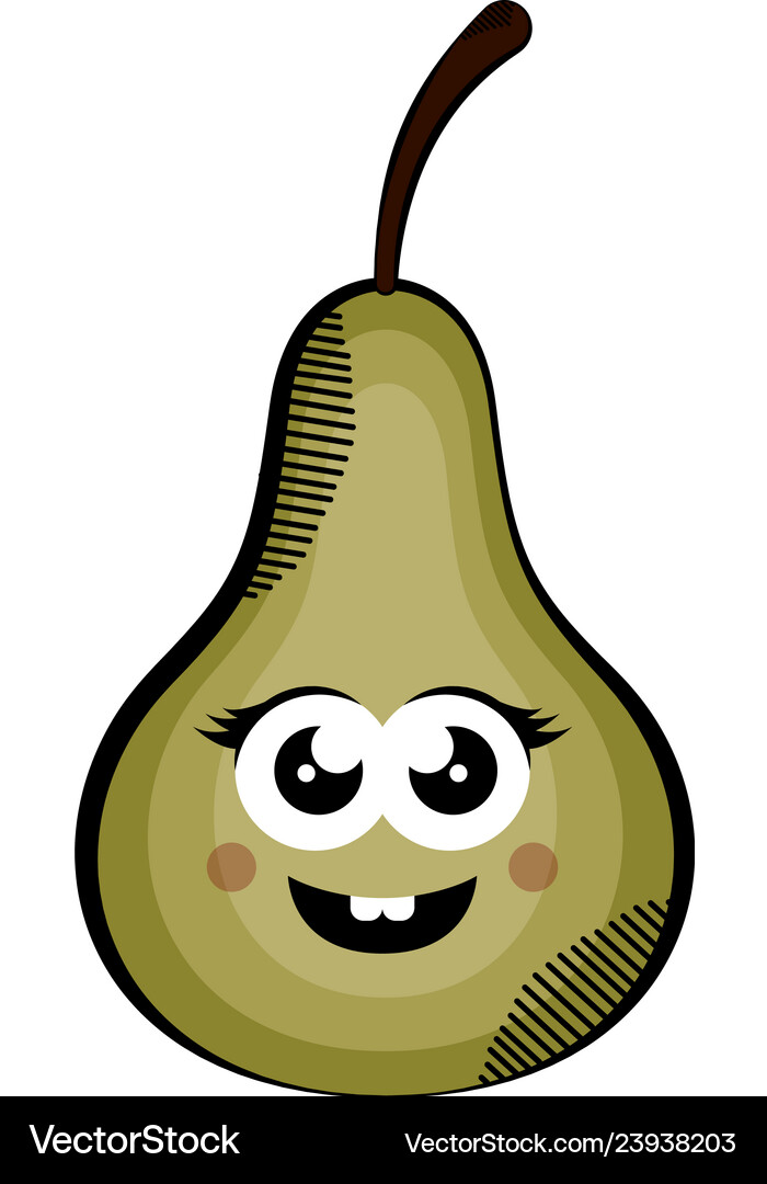 Happy pear cartoon colored sketch Royalty Free Vector Image