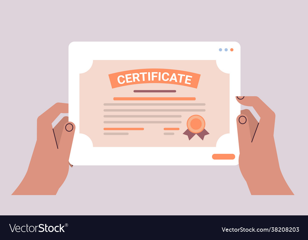 Human hands holding certificate template academic Vector Image