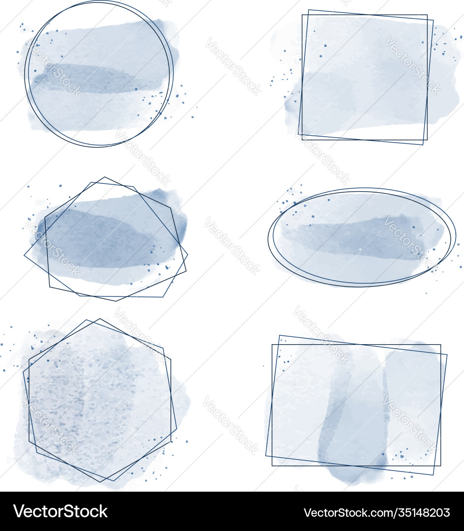 Indigo blue watercolor splash with geometric Vector Image