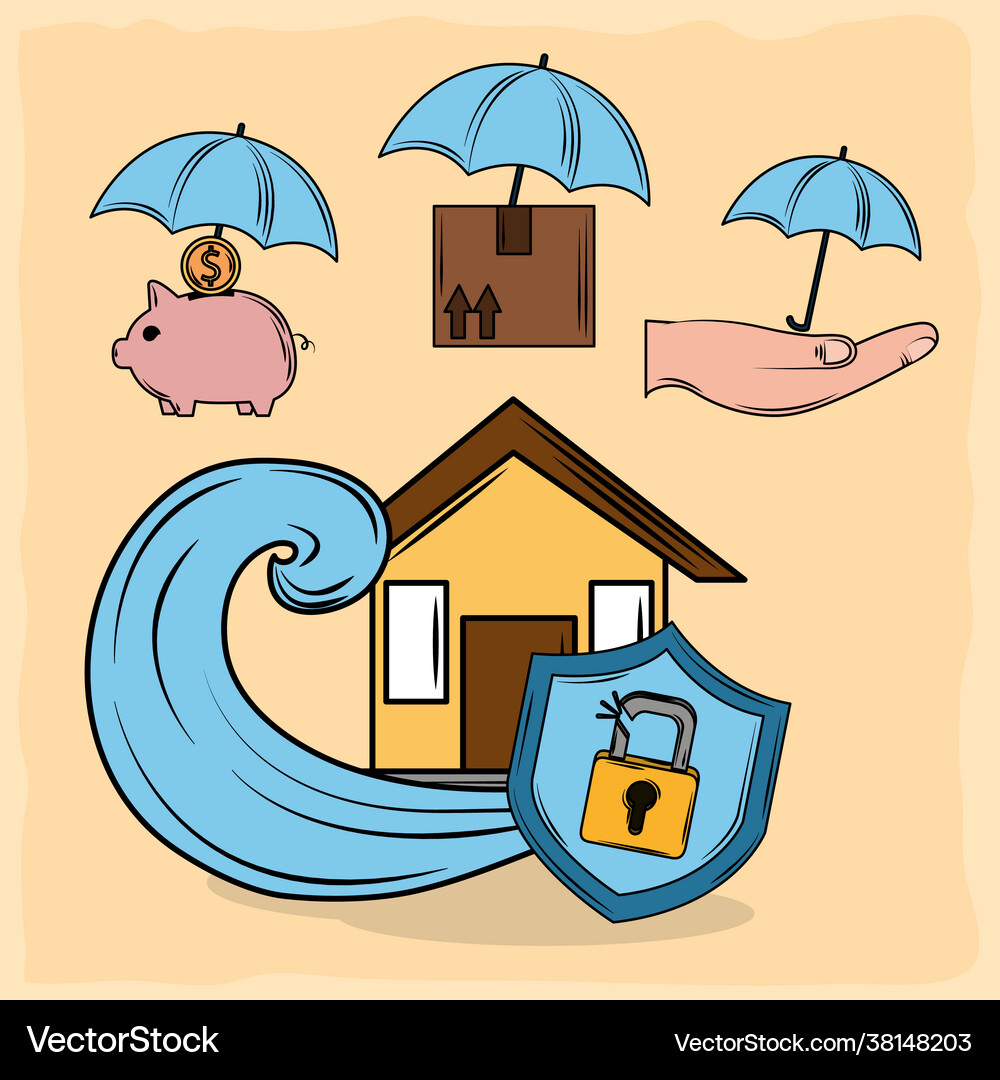 Insurance protection icons Royalty Free Vector Image