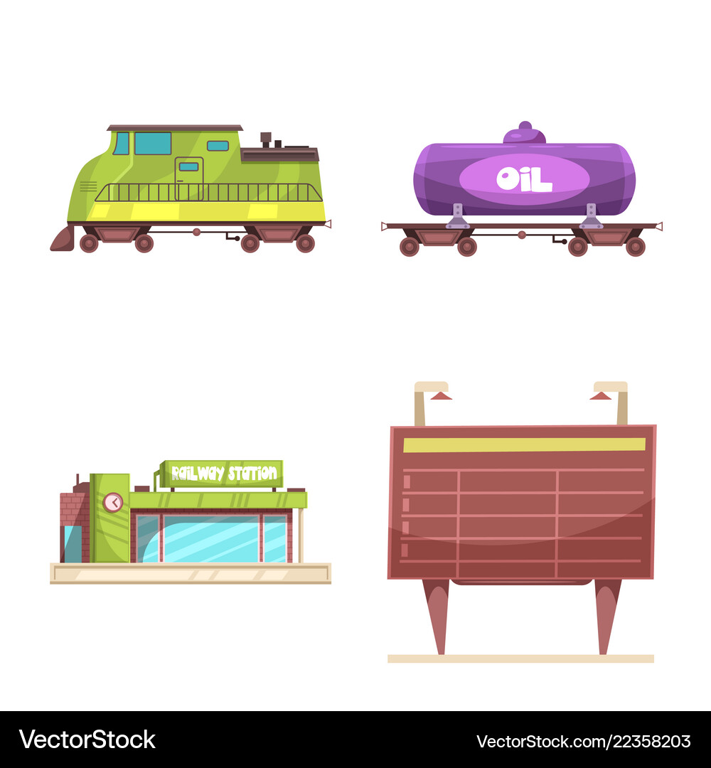 Isolated object of train and station icon set Vector Image