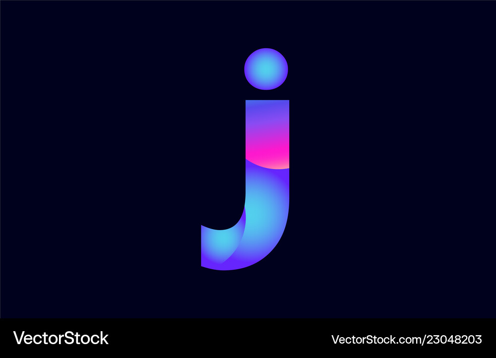 J pink blue gradient alphabet letter logo icon Vector Image