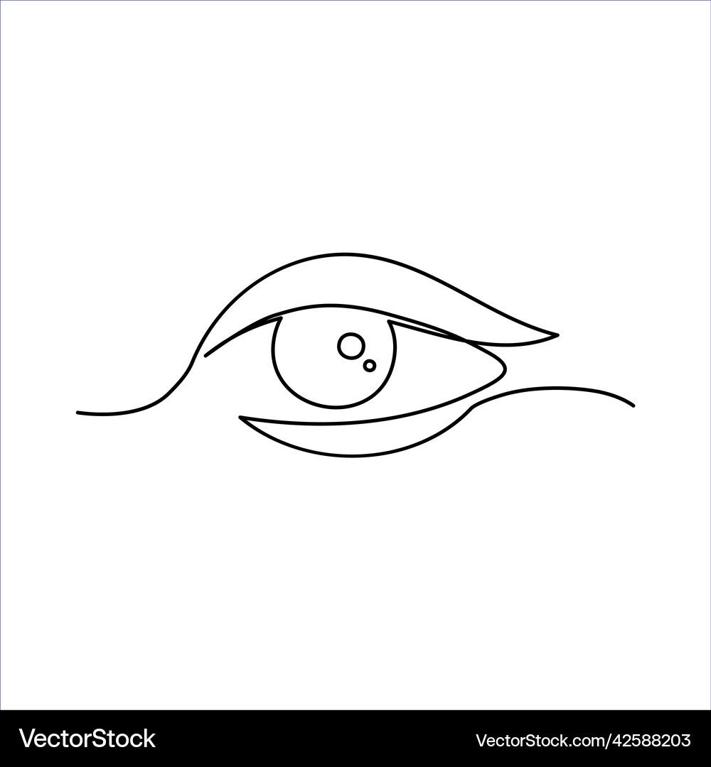 Line drawing eye icon single draw ophthalmologist Vector Image