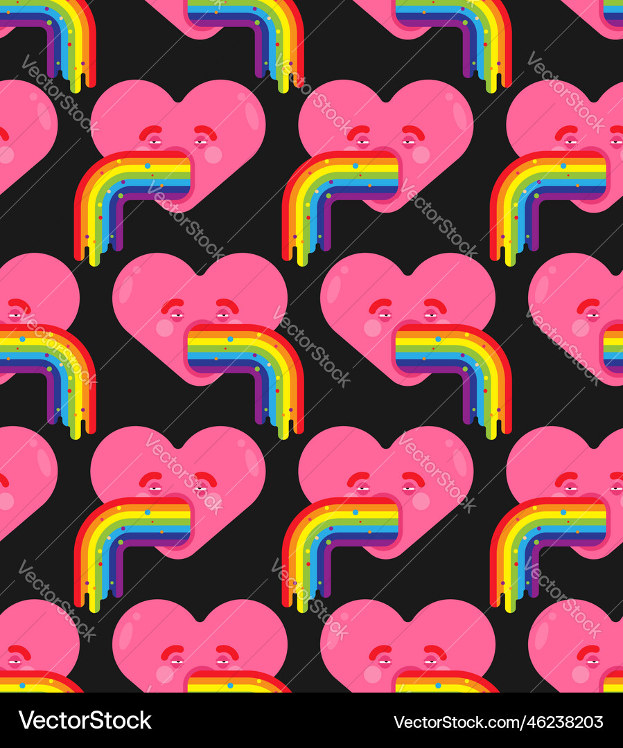 Love vomit rainbow pattern seamless heart Vector Image