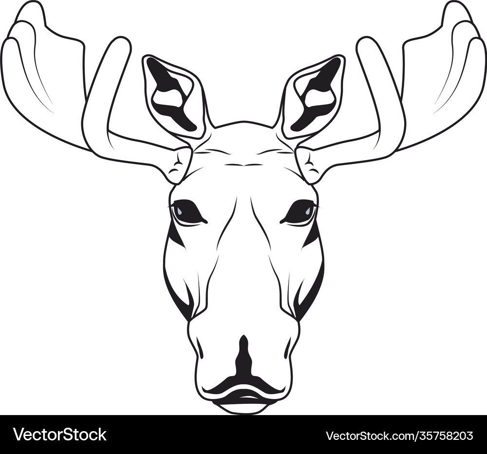 Moose animal wild head character icon Royalty Free Vector