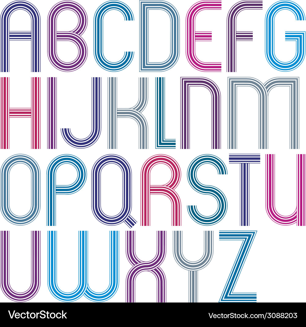 Retro style stripe trendy elegant font Royalty Free Vector