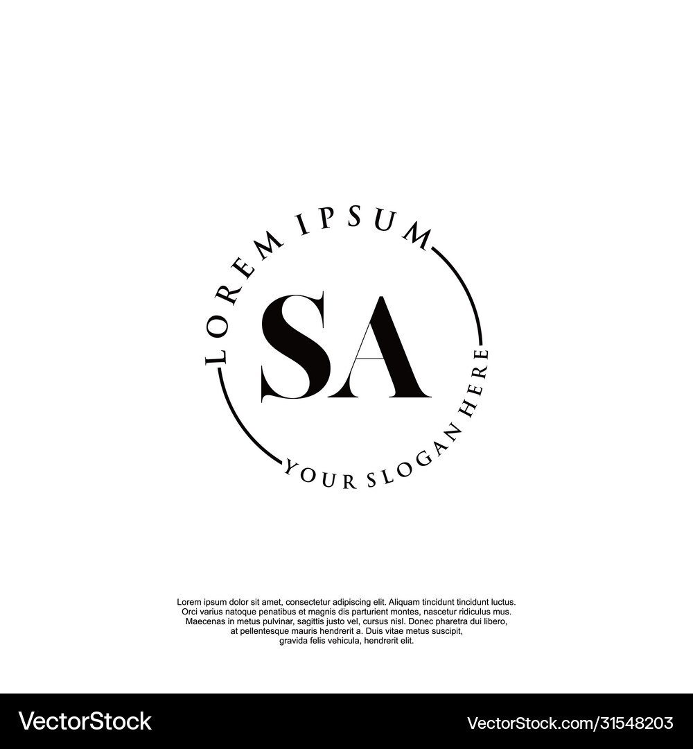 Sa initial handwriting logo design Royalty Free Vector Image